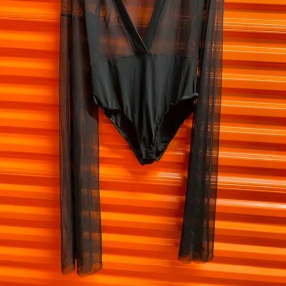 Tops | Sheer Full Wide Sleeves Body Suit | Poshmark